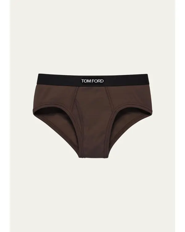 TOM FORD Jacquard Logo Cotton Briefs - Nude