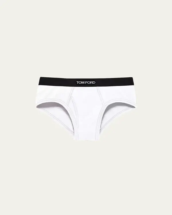 TOM FORD Jacquard Logo Cotton Briefs - White