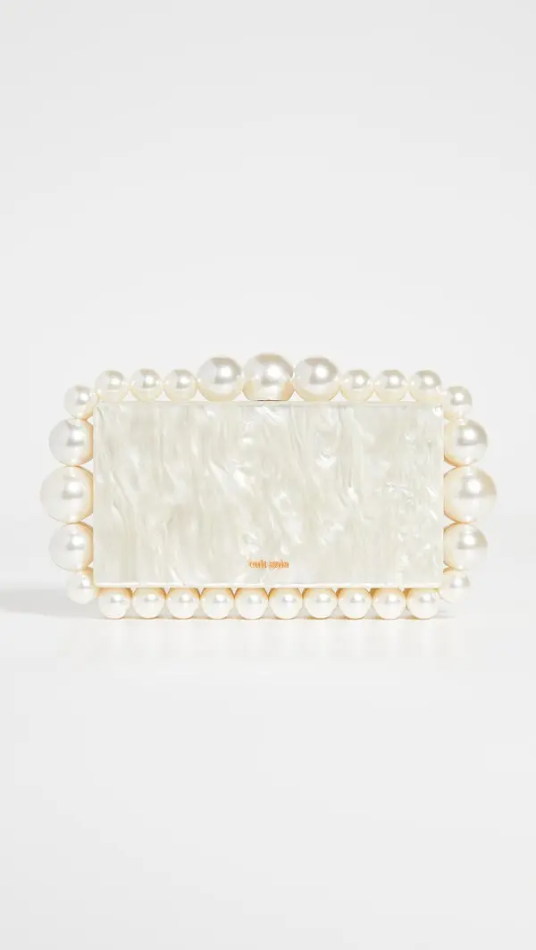 Cult Gaia Eos Box Clutch With Bead Trim - Ivory