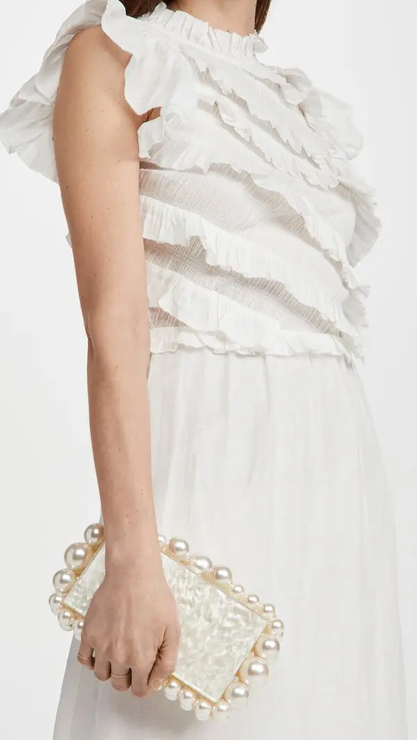 Cult Gaia Eos Box Clutch With Bead Trim - Ivory