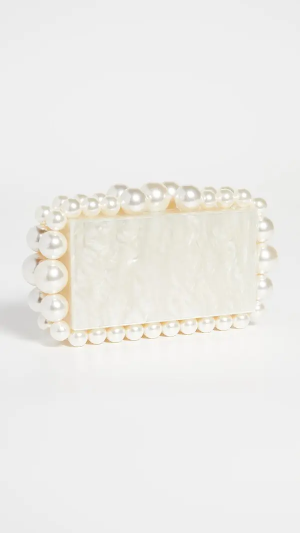 Cult Gaia Eos Box Clutch With Bead Trim - Ivory