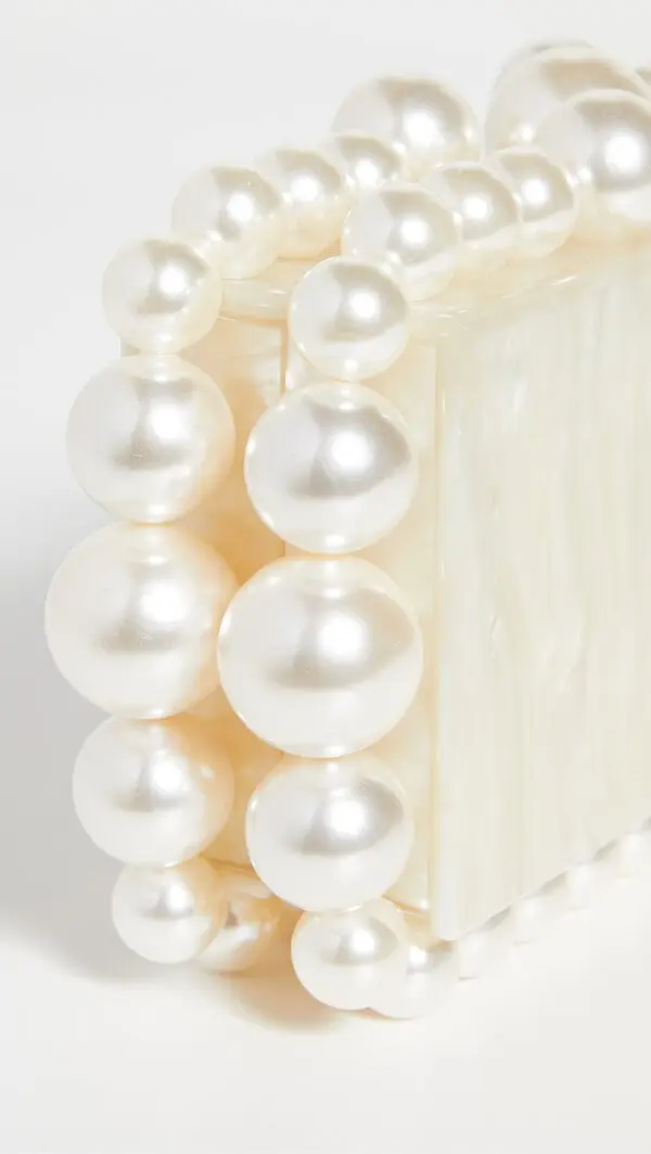 Cult Gaia Eos Box Clutch With Bead Trim - Ivory