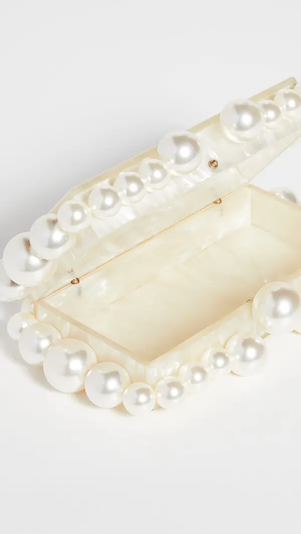 Cult Gaia Eos Box Clutch With Bead Trim - Ivory