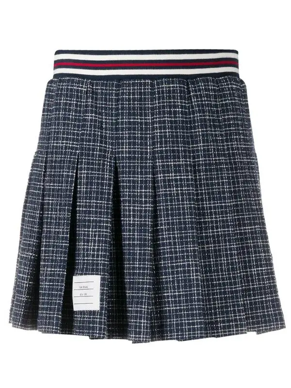 Thom Browne Hairline-check Pleated Skirt