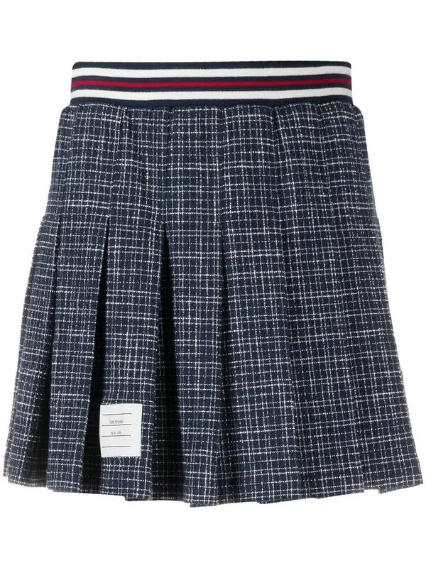 Thom Browne Hairline-check Pleated Skirt
