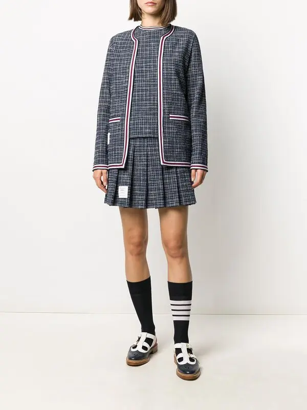 Thom Browne Hairline-check Pleated Skirt