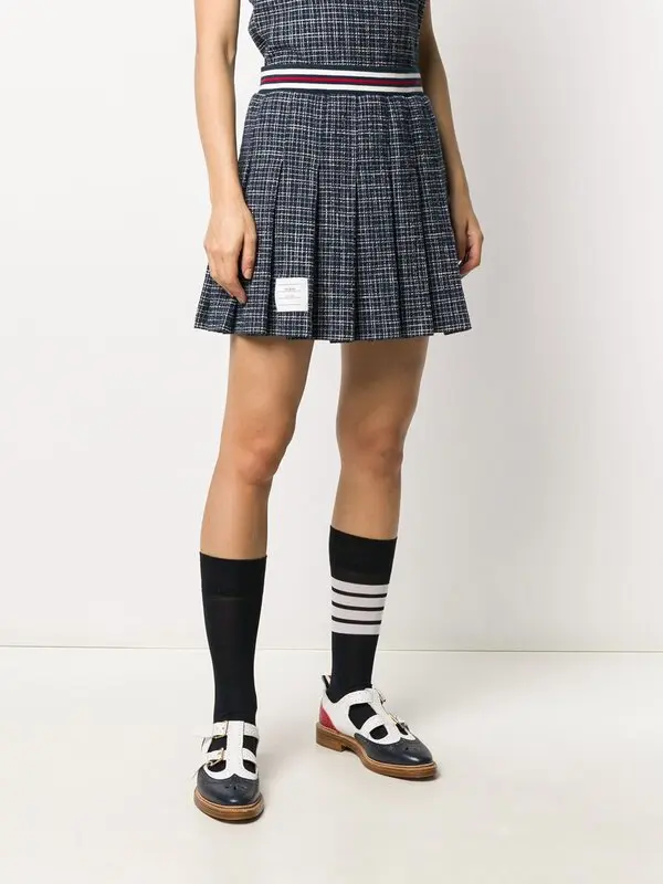 Thom Browne Hairline-check Pleated Skirt