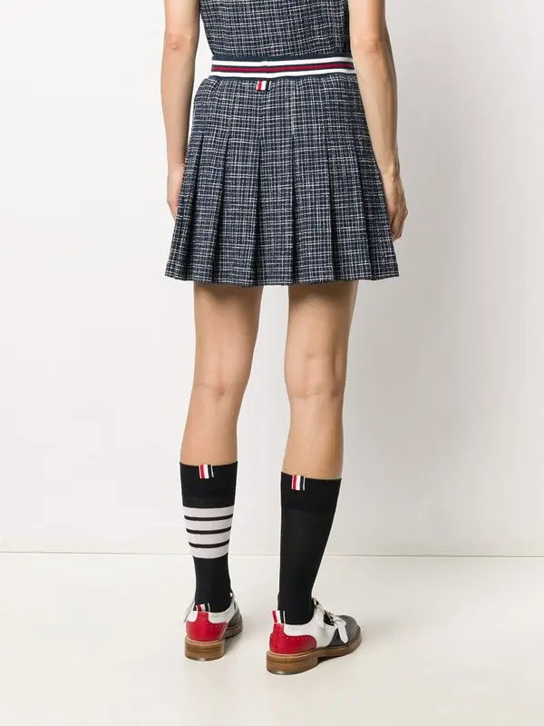 Thom Browne Hairline-check Pleated Skirt