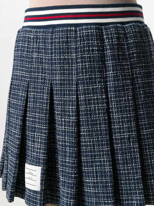 Thom Browne Hairline-check Pleated Skirt