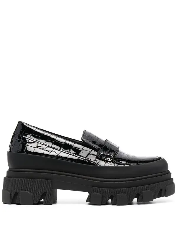 GANNI Belly Croc 50mm Loafers