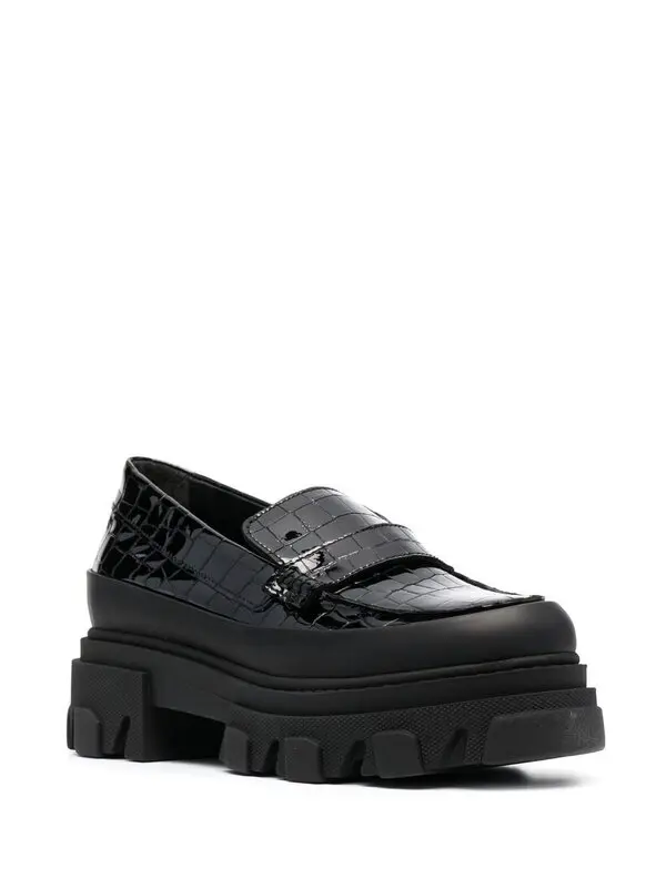 GANNI Belly Croc 50mm Loafers