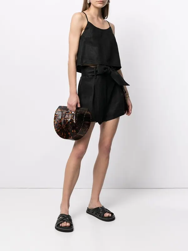 Bondi Born Flared Cropped Slip Top - Black