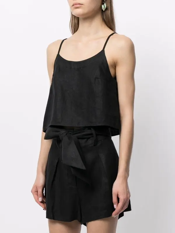 Bondi Born Flared Cropped Slip Top - Black