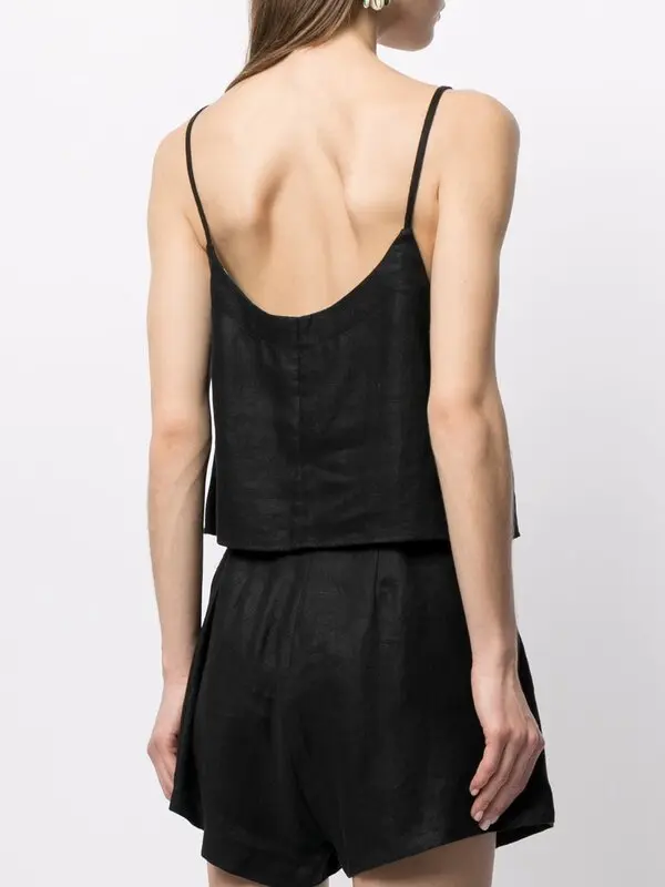 Bondi Born Flared Cropped Slip Top - Black
