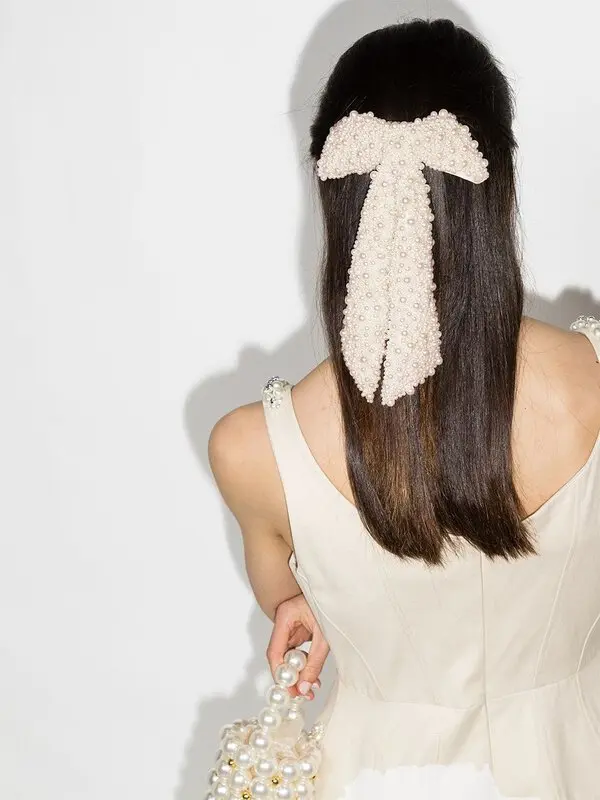 Jennifer Behr Bailey Pearl Bow Hair Clip - Neutrals | Editorialist