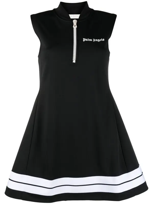 Palm Angels Logo Print Flared Mini Dress