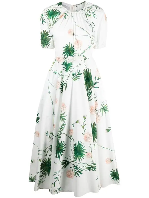 slim fit dress slacks Mommy & me Leaf Print Green Sling Shirred Dress Set Green main image 0