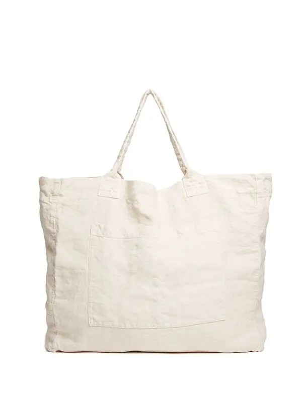 ONCE MILANO Linen Weekend Tote - Neutrals