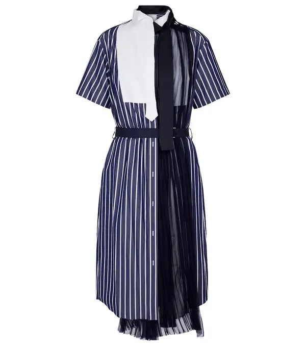 Sacai Striped Cotton-blend Dress