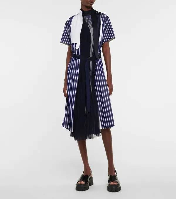 Sacai Striped Cotton-blend Dress