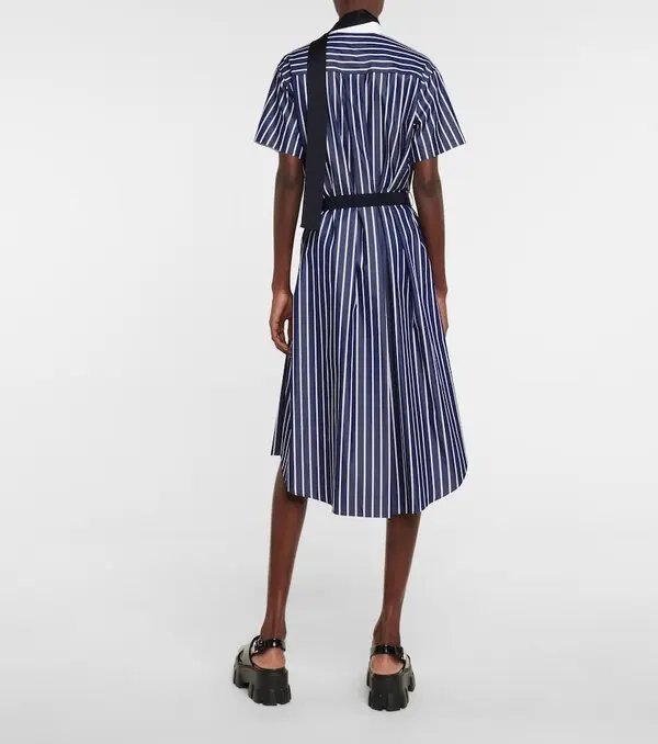 Sacai Striped Cotton-blend Dress