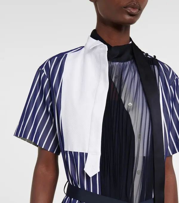Sacai Striped Cotton-blend Dress