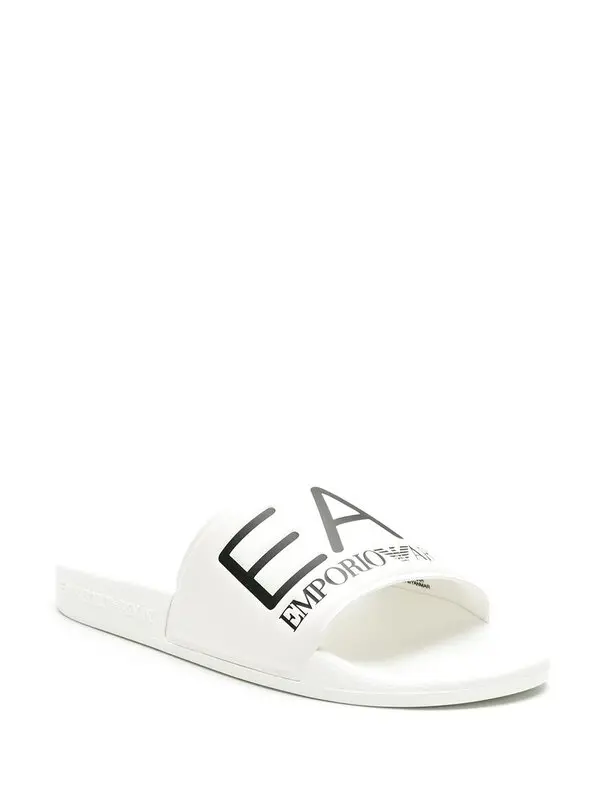 EA7 Logo-embossed Faux-leather Slides - White