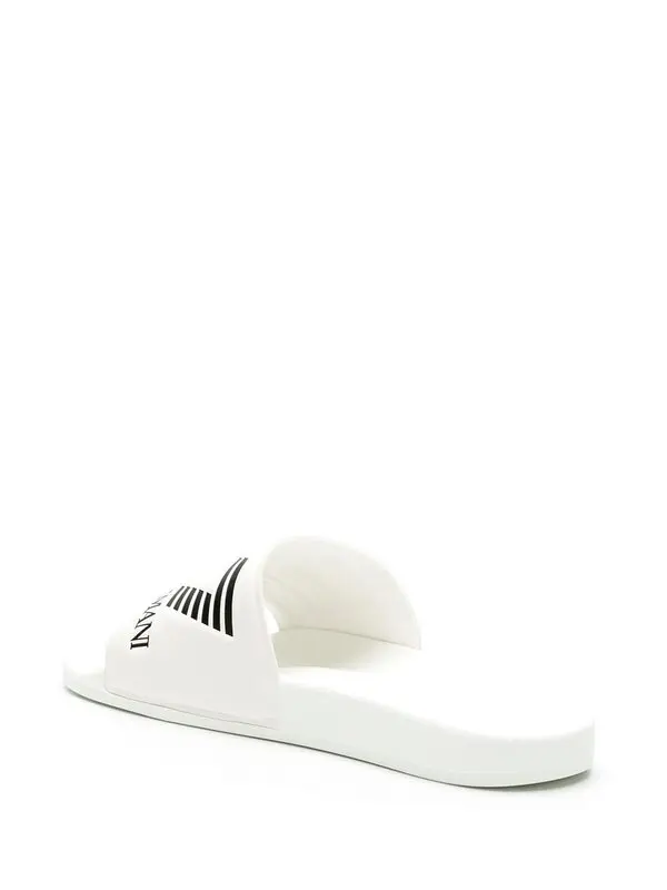 EA7 Logo-embossed Faux-leather Slides - White