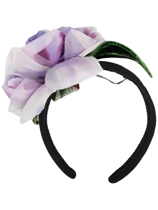 Dolce & Gabbana Floral-Embellished Headband In Purple - 40  display picture 3