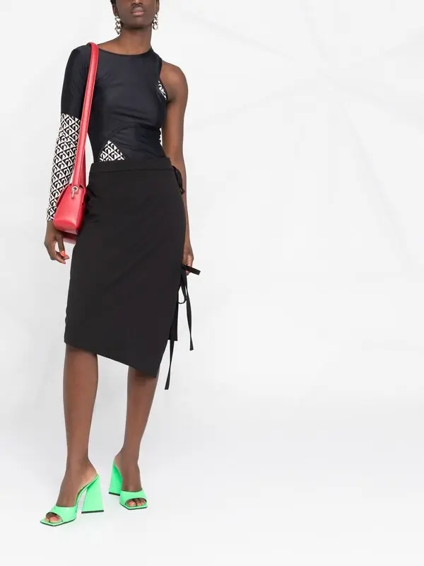 Off-White Tie-fastening Asymmetric Skirt
