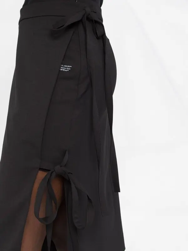 Off-White Tie-fastening Asymmetric Skirt
