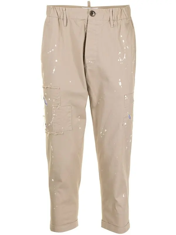 PORTS V Cropped Paint Splatter Trousers