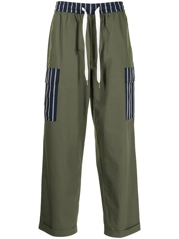 PORTS V Striped-panel Drawstring Trousers