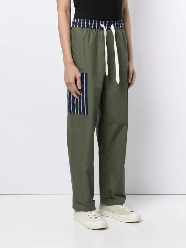 PORTS V Striped-panel Drawstring Trousers
