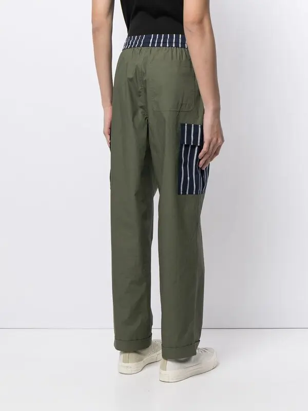 PORTS V Striped-panel Drawstring Trousers