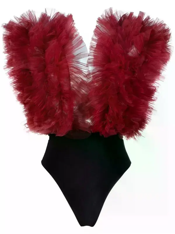 Alchemy Fashions X Lia Aram Ruffled Sleeveless Bodysuit - Red