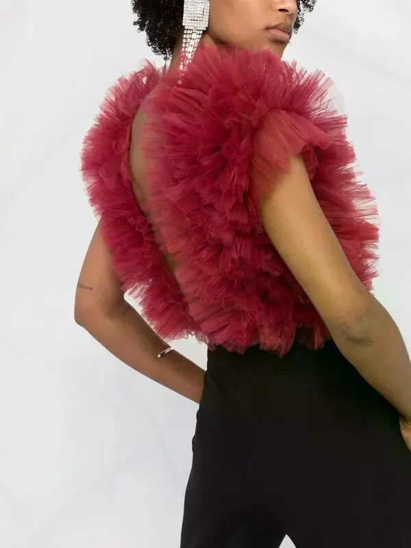 Alchemy Fashions X Lia Aram Ruffled Sleeveless Bodysuit - Red