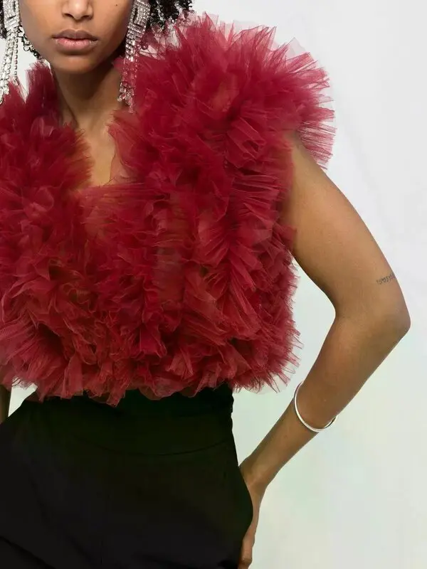 Alchemy Fashions X Lia Aram Ruffled Sleeveless Bodysuit - Red