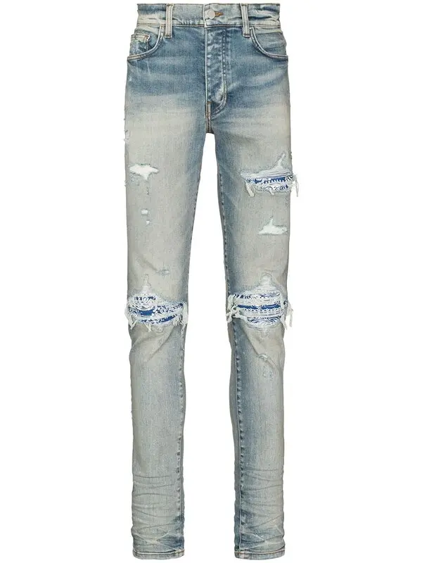 Amiri Mx1 Bandana Ripped Jeans - Blue | Editorialist
