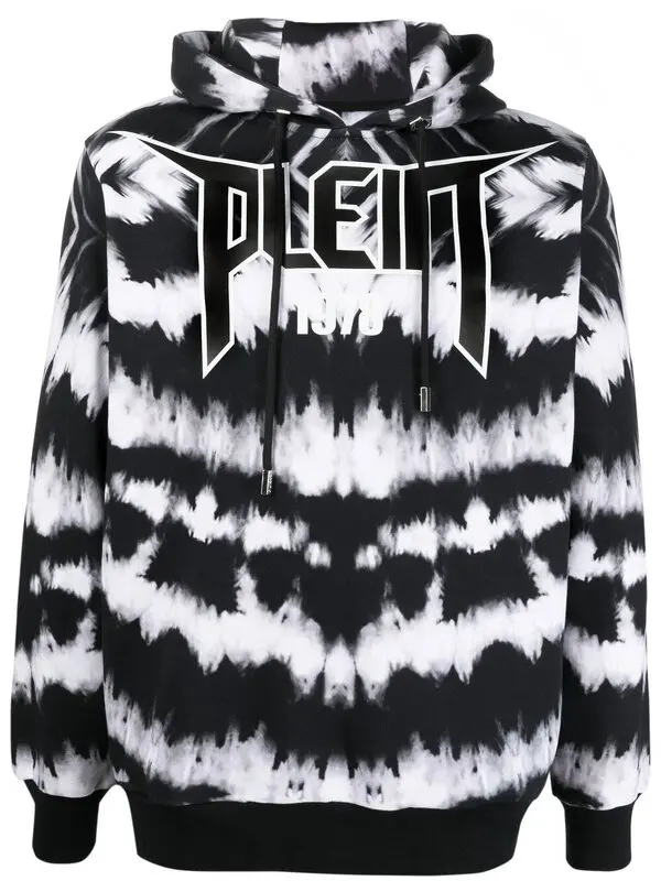 Philipp Plein Tie-dye Logo Print Hoodie - Black