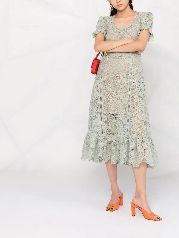 chinese dress ladies Green Guipire Cut-Out Midi Dress – FARM Rio main image 1