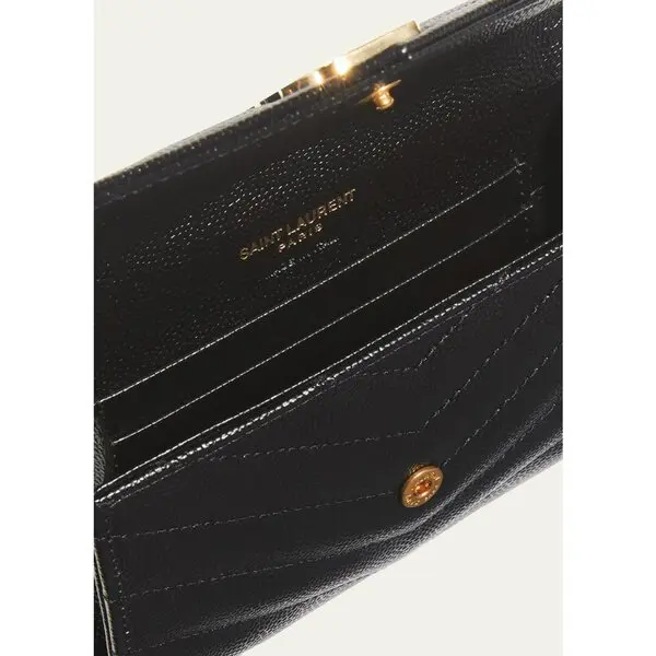 Saint Laurent Monogram Small Flap Wallet In Grained Leather