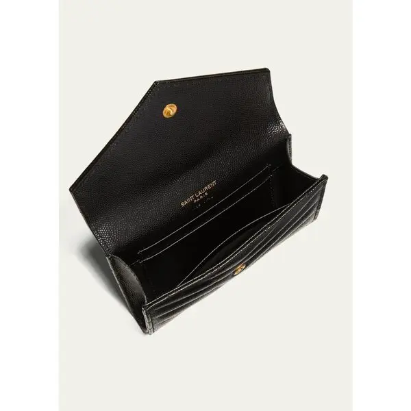 Saint Laurent Monogram Small Flap Wallet In Grained Leather