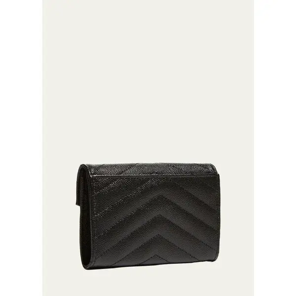Saint Laurent Monogram Small Flap Wallet In Grained Leather