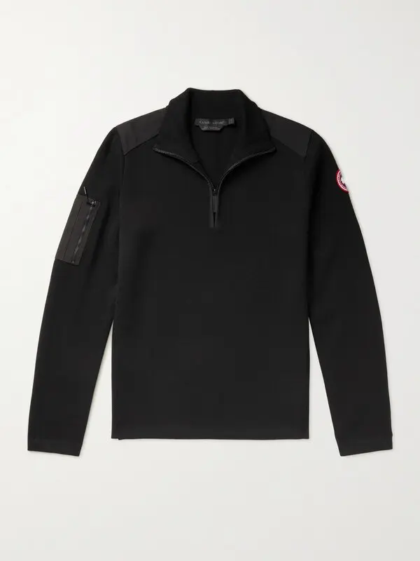 Canada Goose Stormont Slim-fit Merino Wool Half-zip Sweater - Black