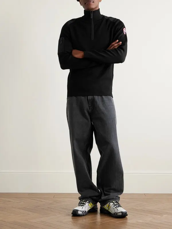 Canada Goose Stormont Slim-fit Merino Wool Half-zip Sweater - Black