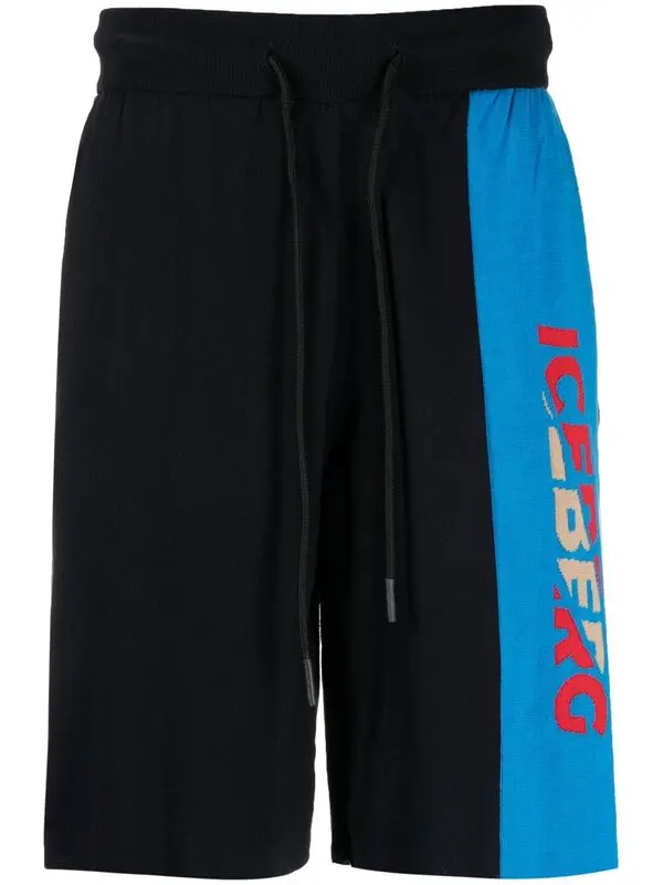 Iceberg Logo Knit Track Shorts - Blue