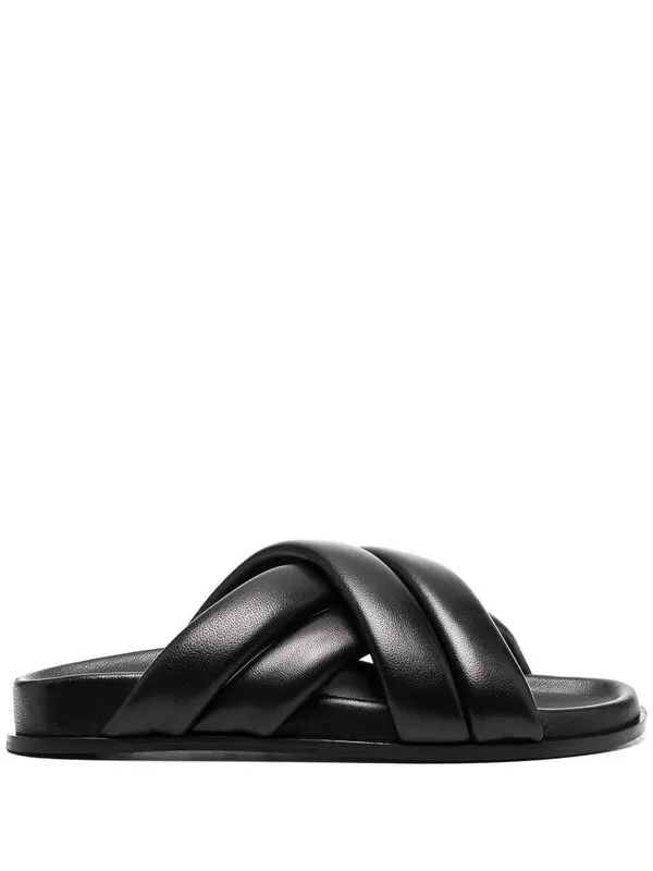ANINE BING Lizzie Leather Crossover Slides