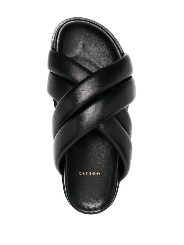 ANINE BING Lizzie Leather Crossover Slides