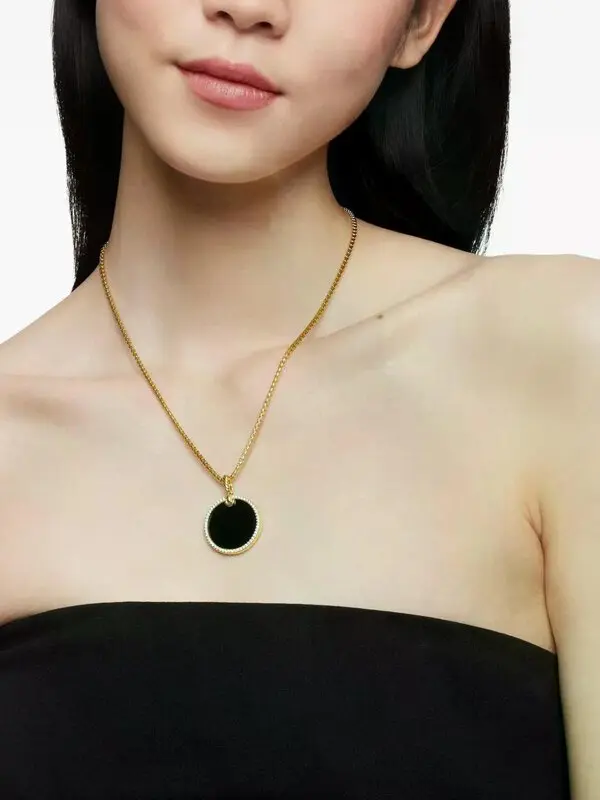 David Yurman 18k Yellow Dy Elements Diamond And Onyx Pendant